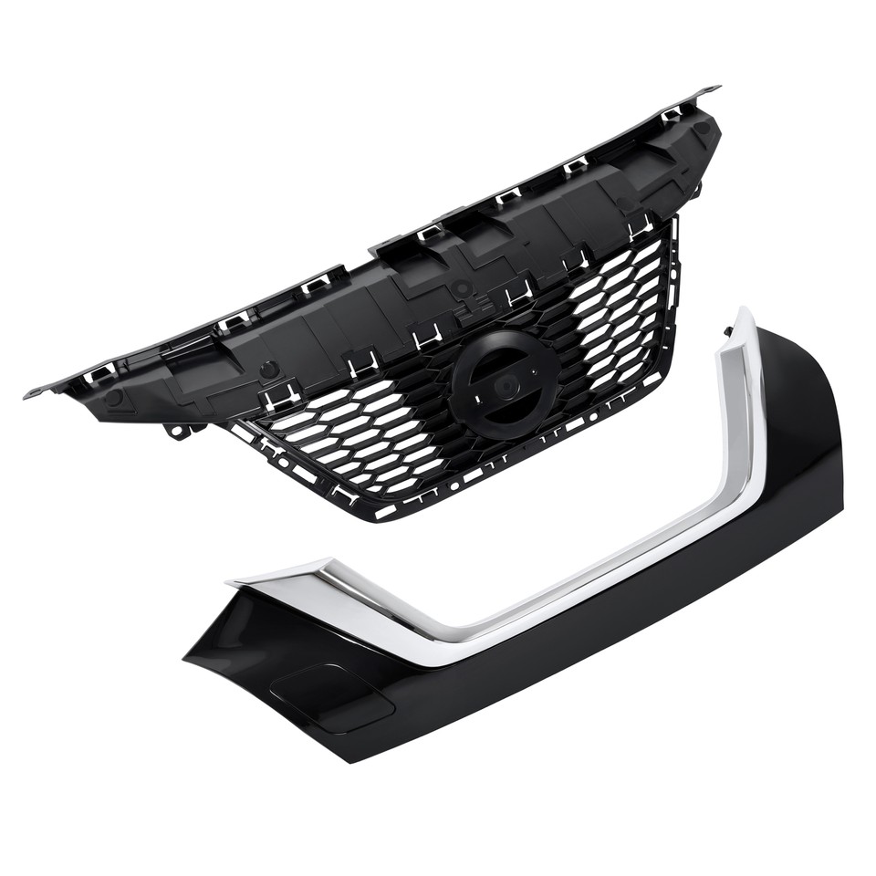 Front Upper & Lower Grille w/Chrome Trim 2Pcs For Nissan Versa 2020 ...
