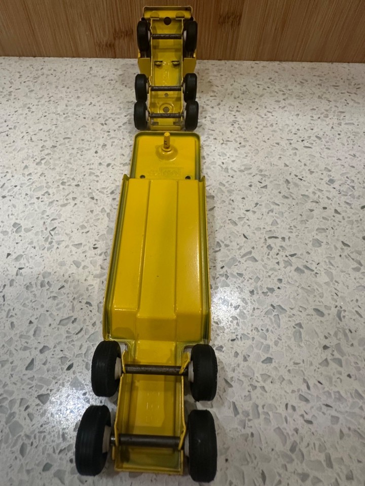 Vintage Tonka Mini SEMI, LOWBOY FLATBED, 55310 Yellow with 3 Dozers ...