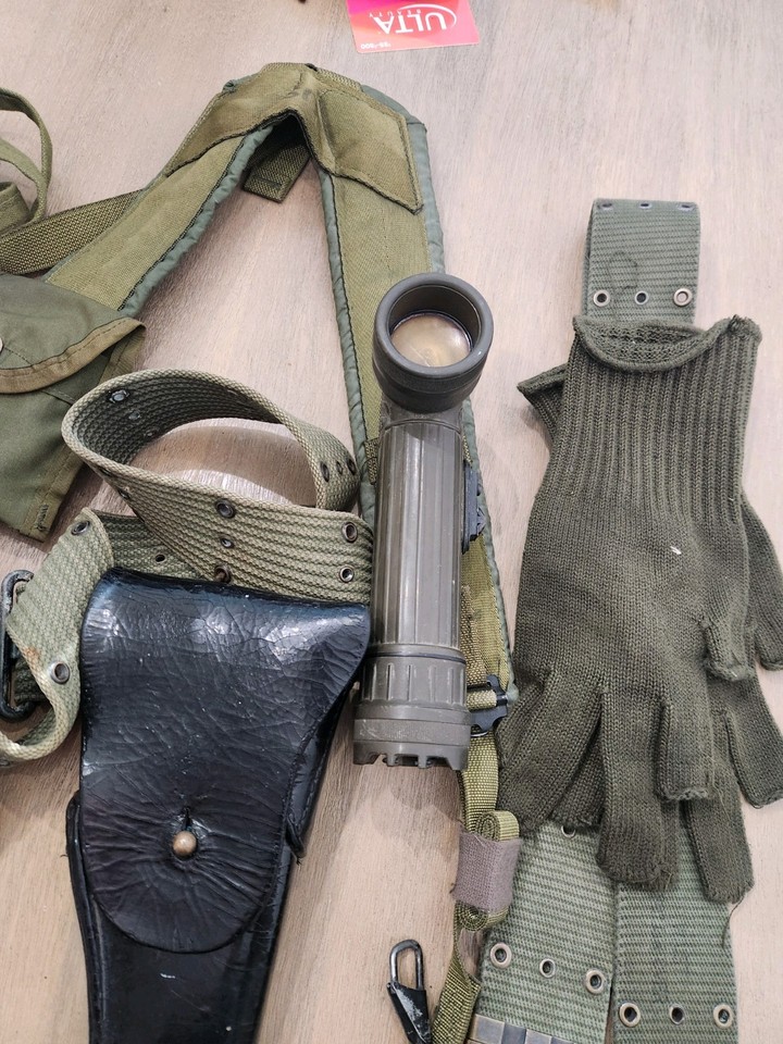 Vintage US ARMY USMC Field Gear Lot Holster Pistol Belt Ammo Pouch ...