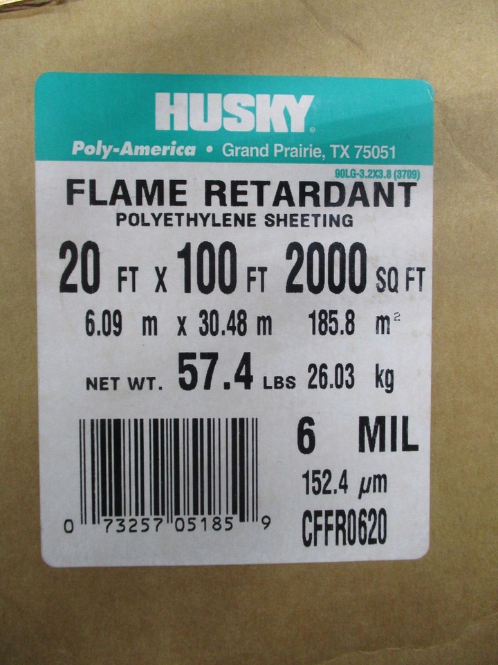 Husky CFFR0620 Flame Retardant Polyethylene Sheeting | eBay