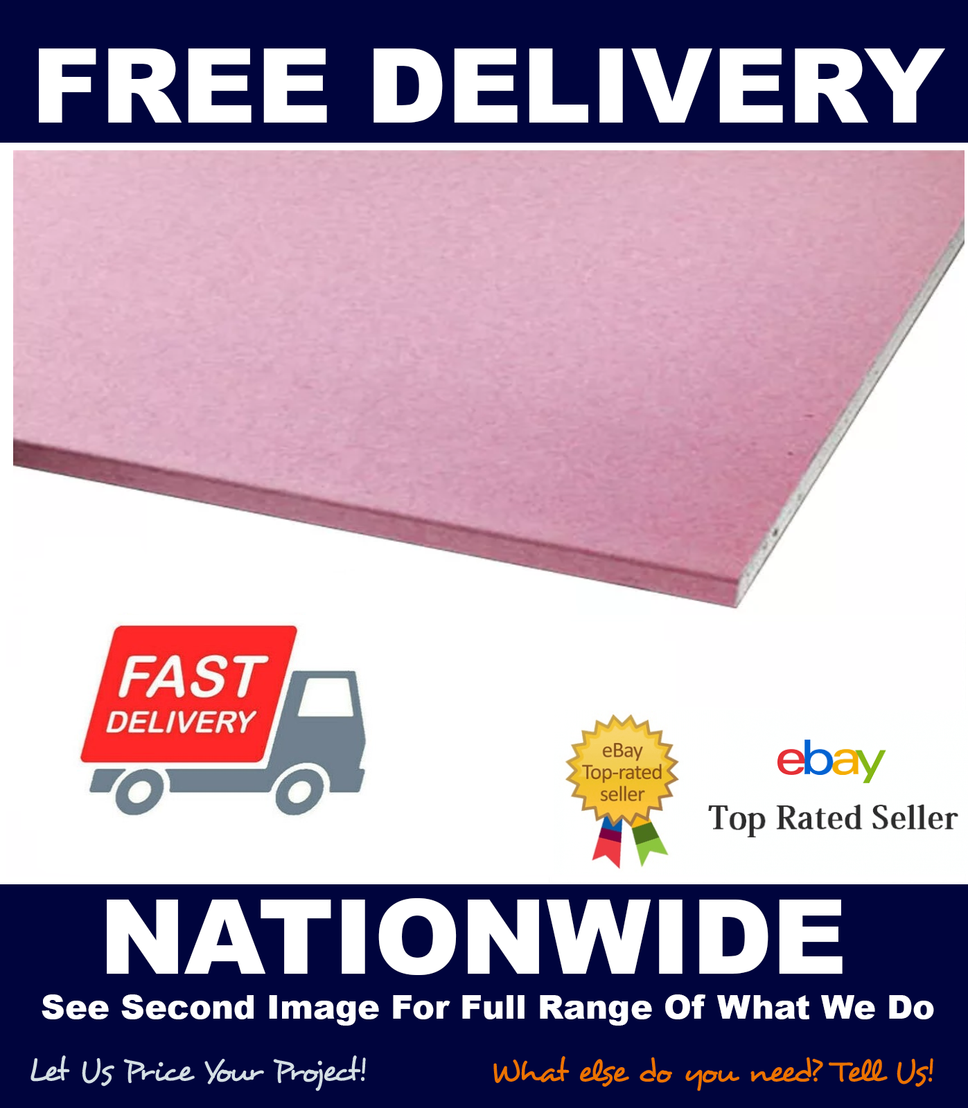 Fireline Plasterboard 8x4 Boards (2400x1200) 12.5mm Thickness Square ...