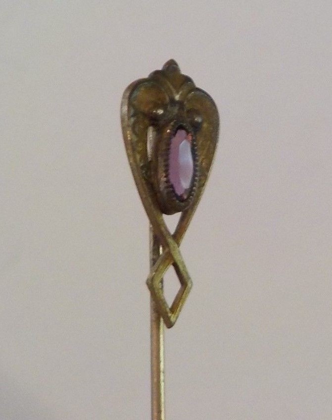 Antique Estate Gold Plated Stick Pin, Amethyst Colore… - Gem