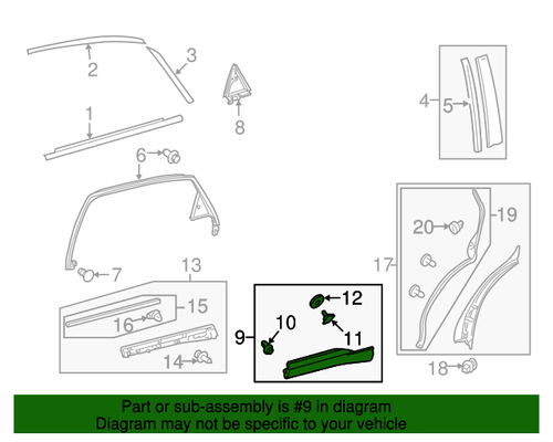 Genuine Lexus RX350 Rear Lower Door Molding 75076-48040 75076-0E010 OEM ...