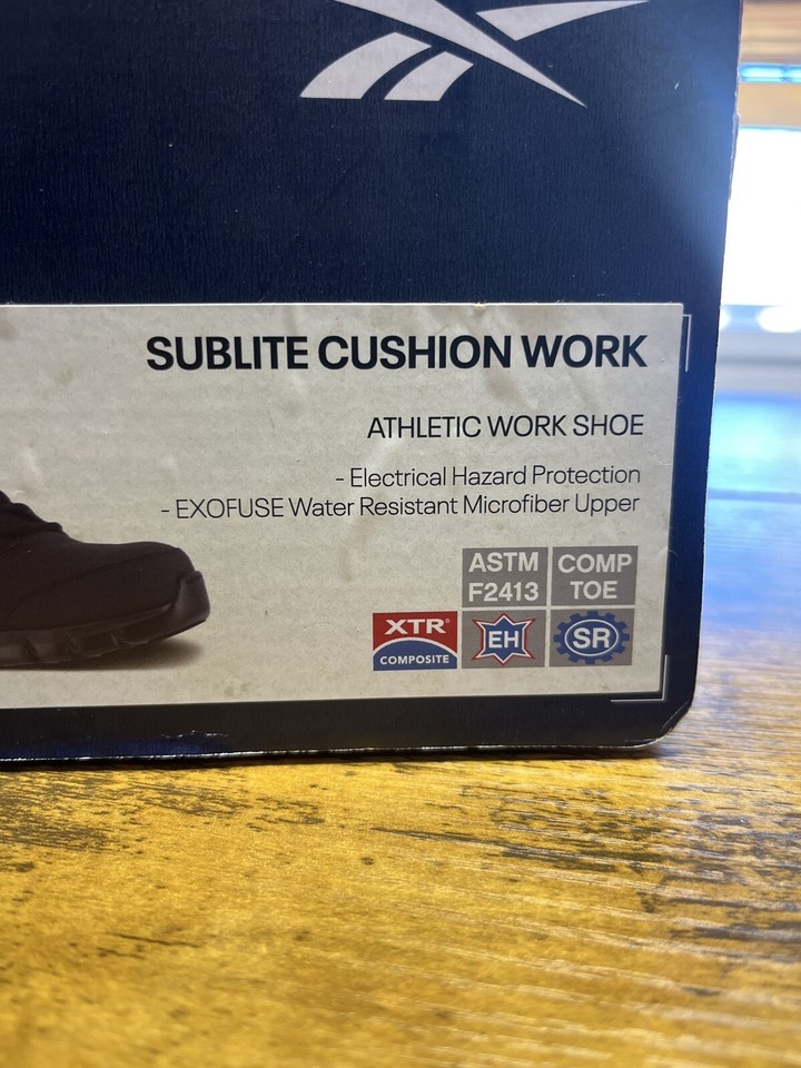 REEBOK SUBLITE CUSHION WORK COMPOSITE TOE ATHLETIC WORK SHOE BLACK ...