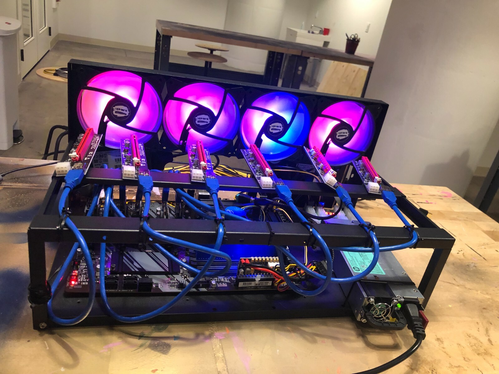 Mining Rig (8 GPU,Plug&Play) 2400W-HIVE OS/WIN10/ethOS -LCD Screen- NO ...