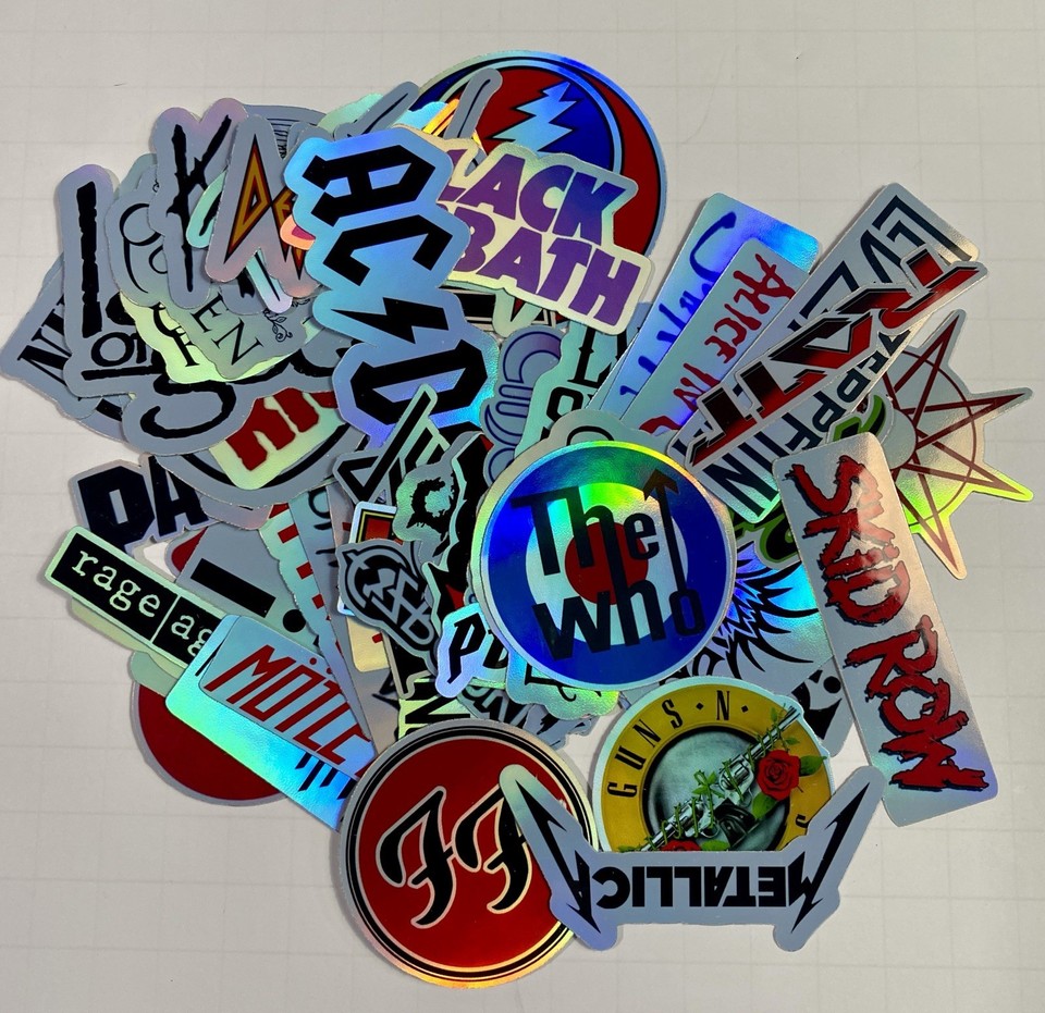 50 Large Classic Rock Stickers 50s 60s 70s 80s 90s Rock & Roll ...