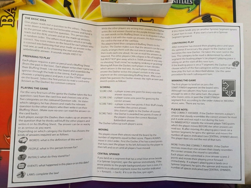 Absolute Balderdash Family Board Game - Drummond Park 100% complete VGC ...