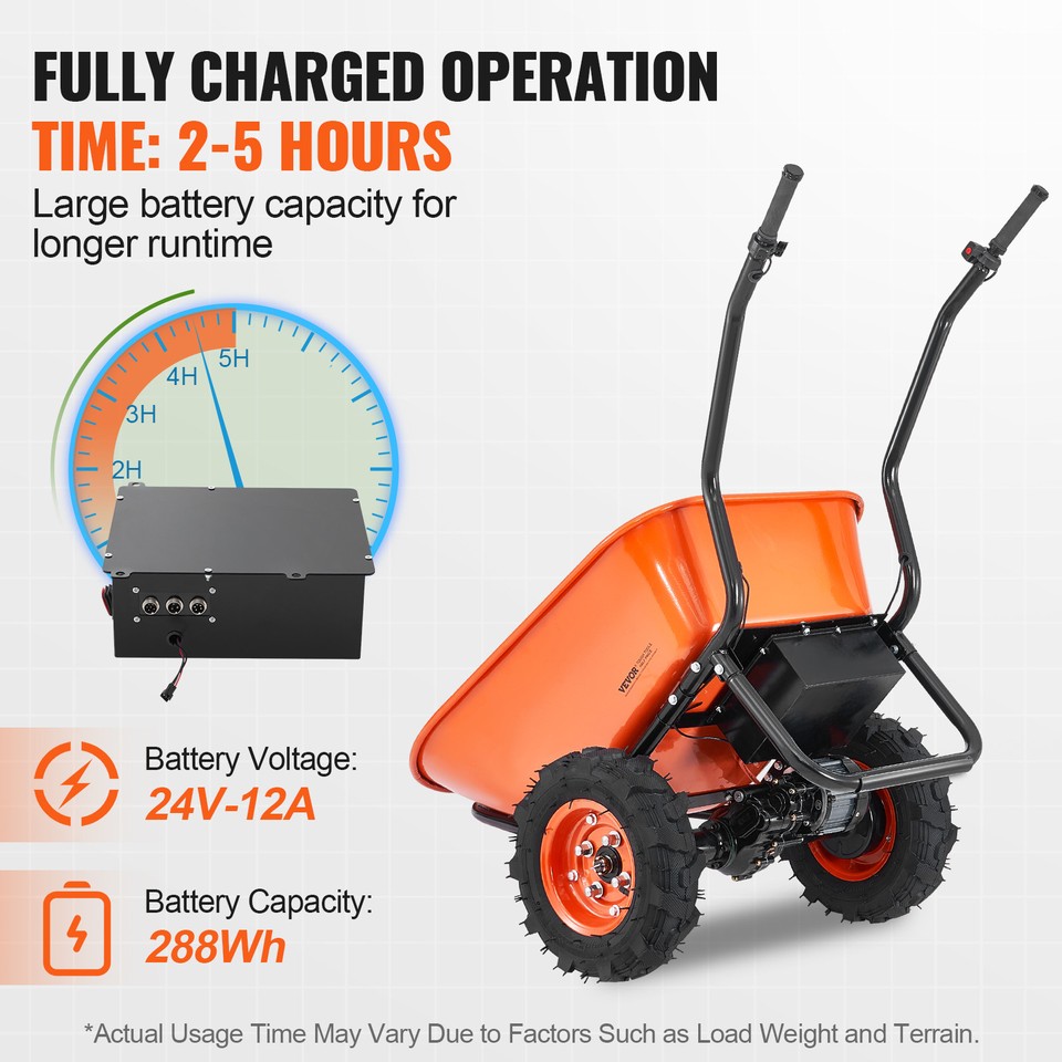 Electric Wheelbarrow Cart One Wheel 7 Cu Ft Powered Dump Cart 573 lbs ...