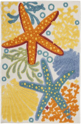 3' X 4' Orange Blue And Yellow Animal Print Non Skid Indoor Outdoor ...