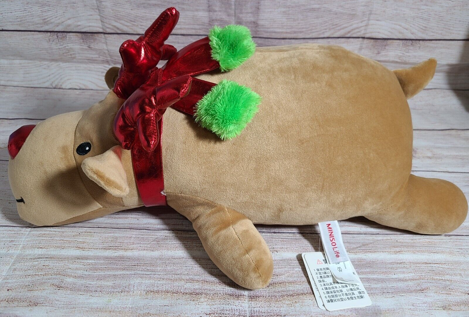 Miniso Life Plush Christmas Reindeer Elk Stuffed Animal Pillow 19.5 ...