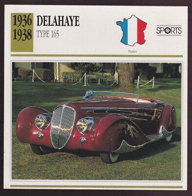1936 1937 1938 Delahaye Type 165 France Car Photo Spec Sheet Info ATLAS ...