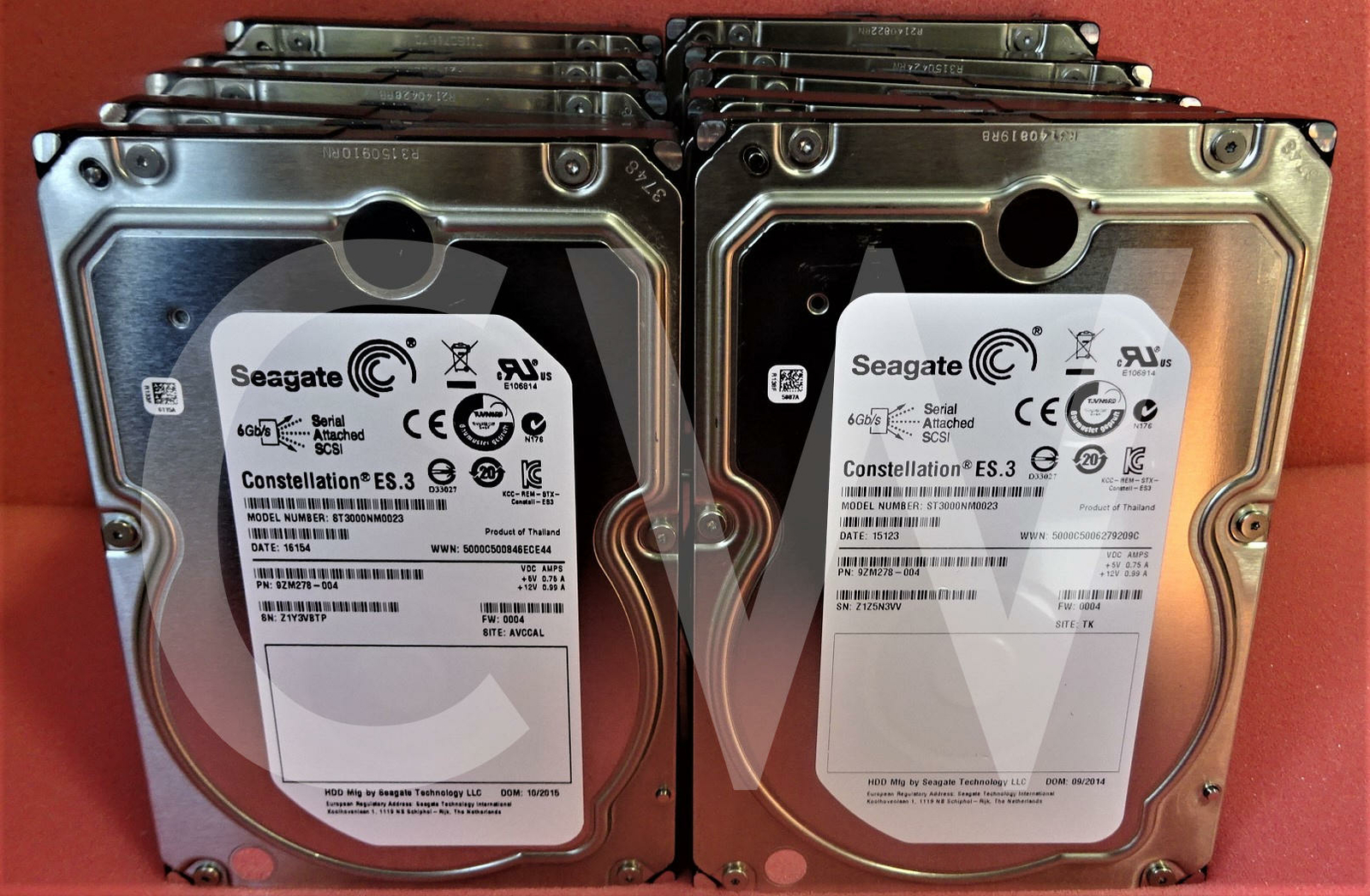 LOT OF 10-Seagate ST3000NM0023 3TB 7.2K RPM 6Gb/s 3.5" SAS Hard Drive ...