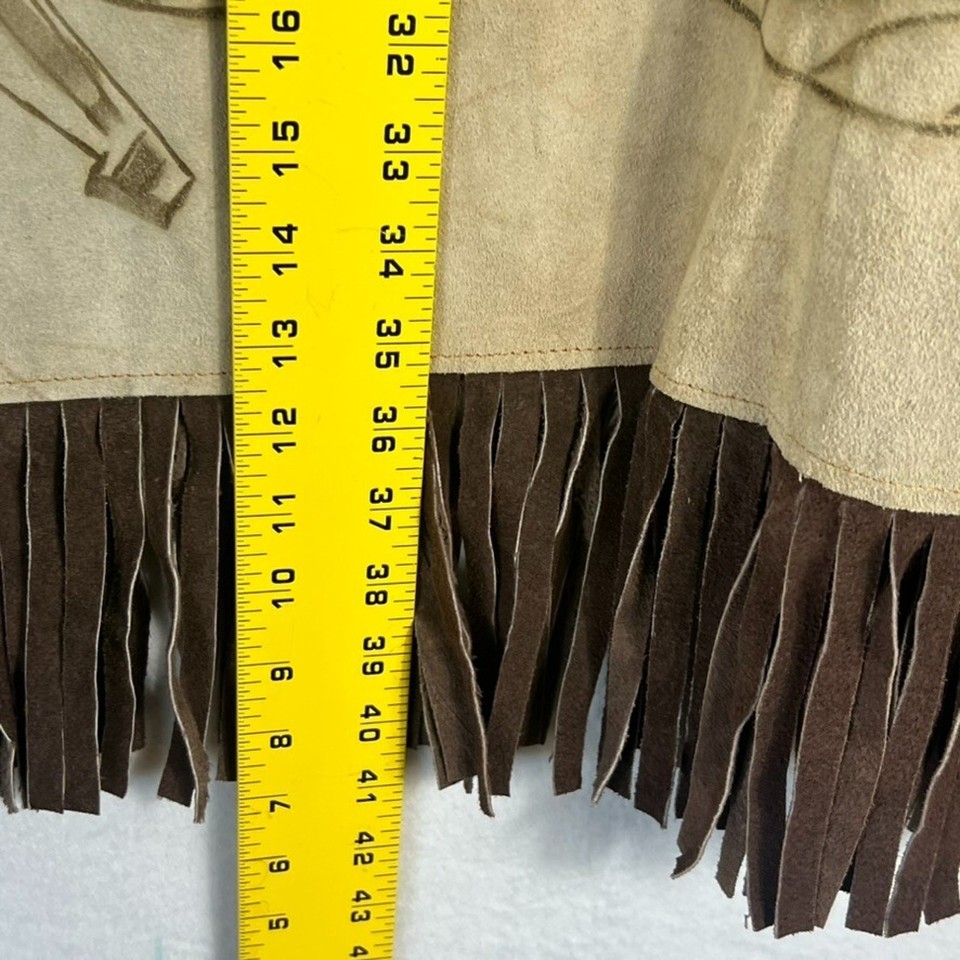 Serape Western Cowboy Cowgirl Suede Poncho Cape Horse Theme Fringe One ...