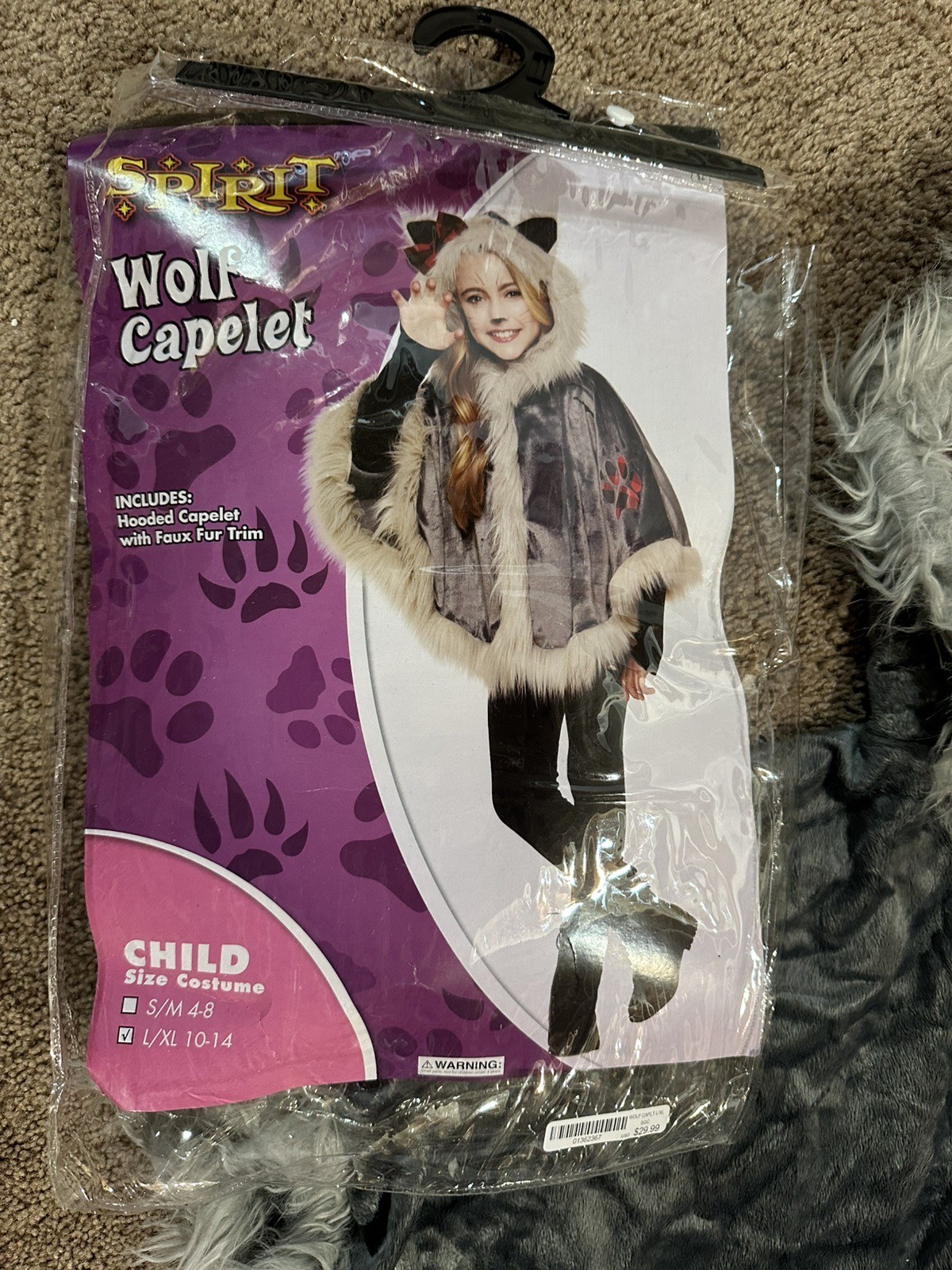 Spirit Halloween Wolf Capelet Costume Child Size Larg… - Gem