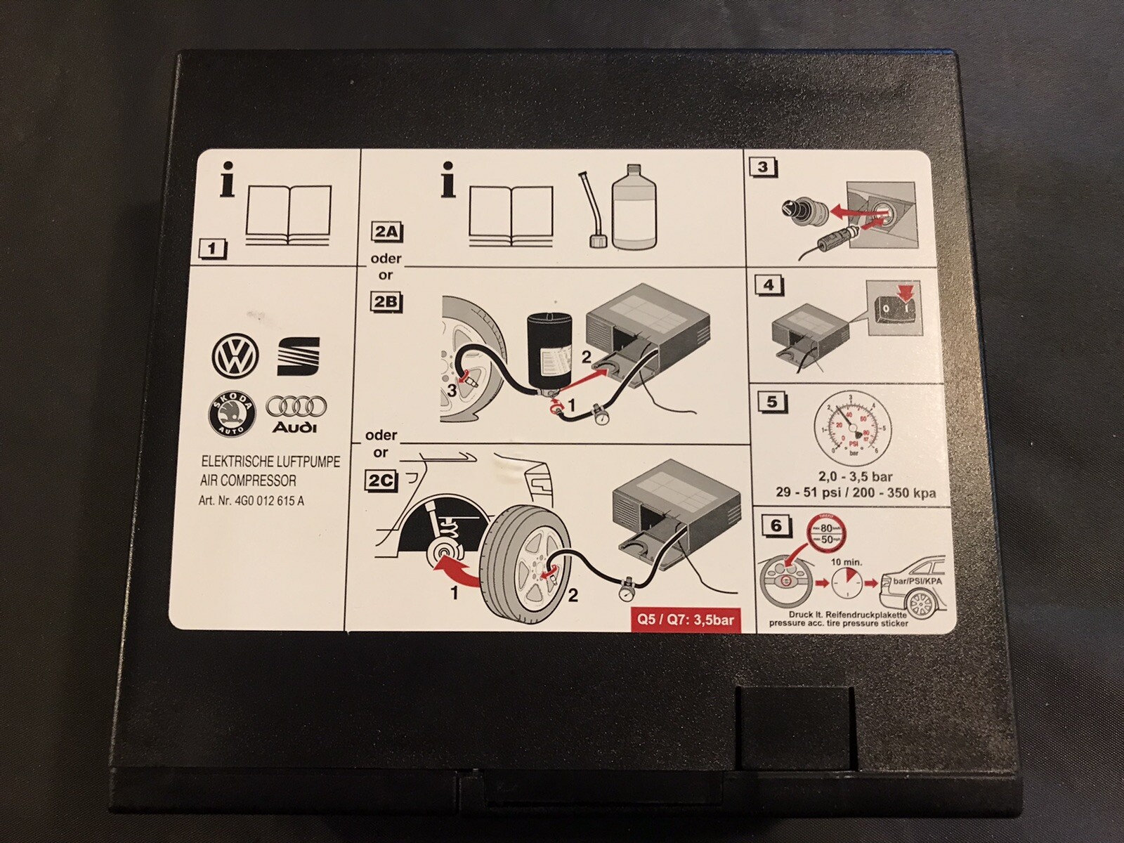 AUDI PORSCHE VW AIR COMPRESSOR SHIP 8P0012615A PUMP INFLATOR for sale ...