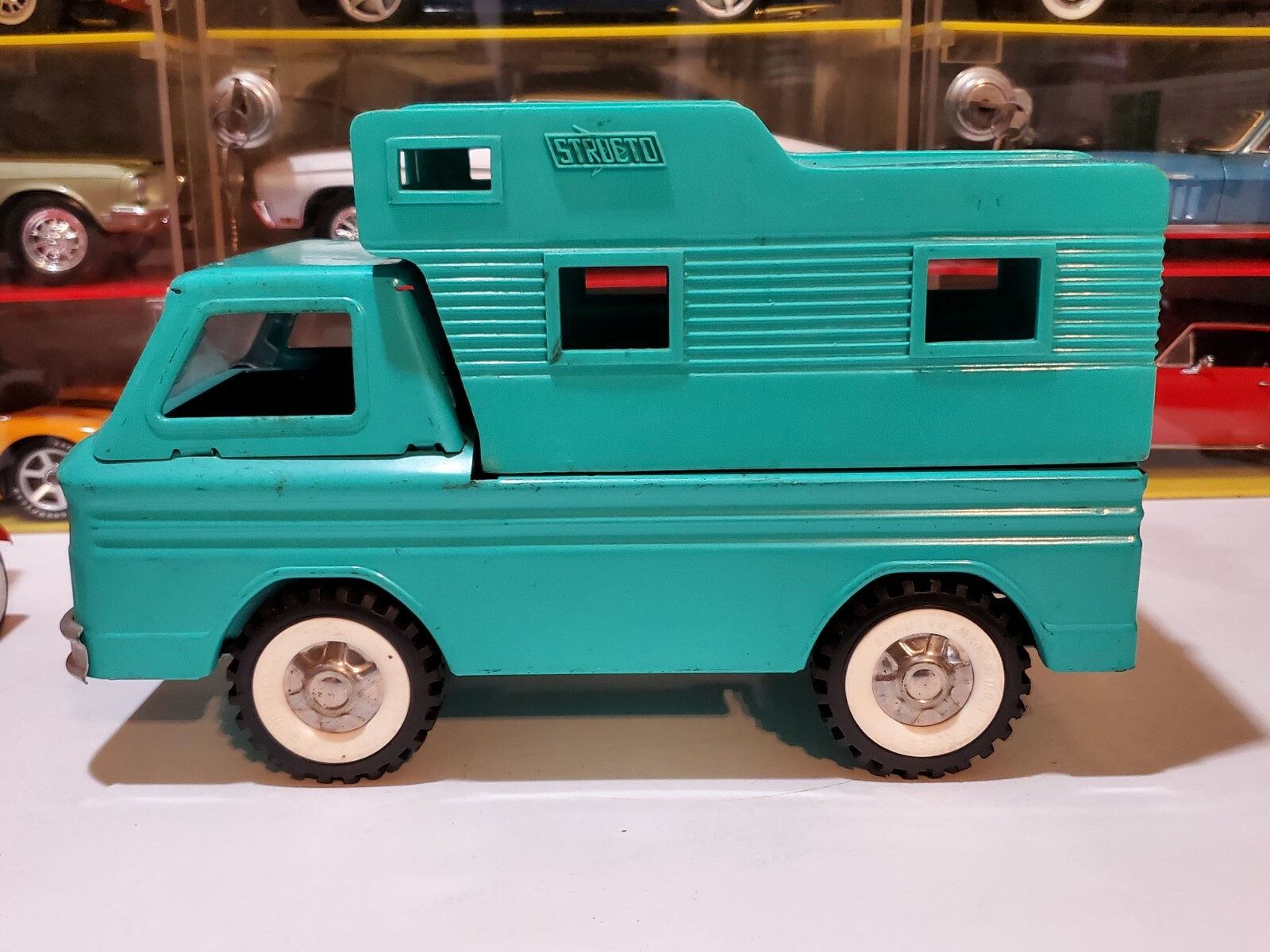 Vintage Structo Camper Truck & Boat w/ Trailer Pressed Steel Toy # 304 ...