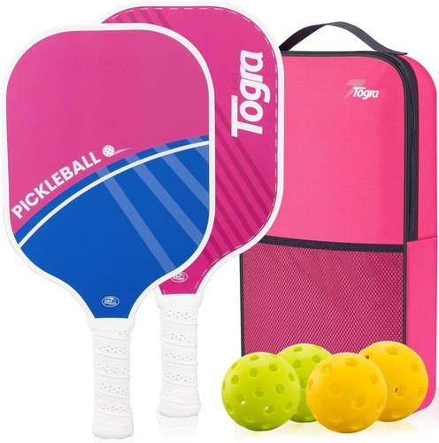 TOGRA Pickleball Paddles Set of 2, Carbon Fiber Surface One Size, 2Pink ...
