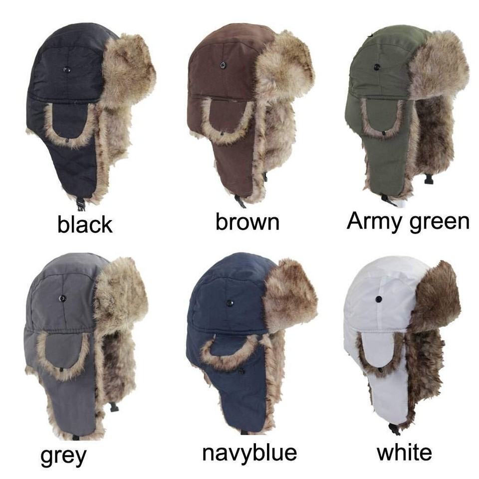 Trapper Warm Russian Trooper Hat Winter Skiing Cap Women Men Windproof ...