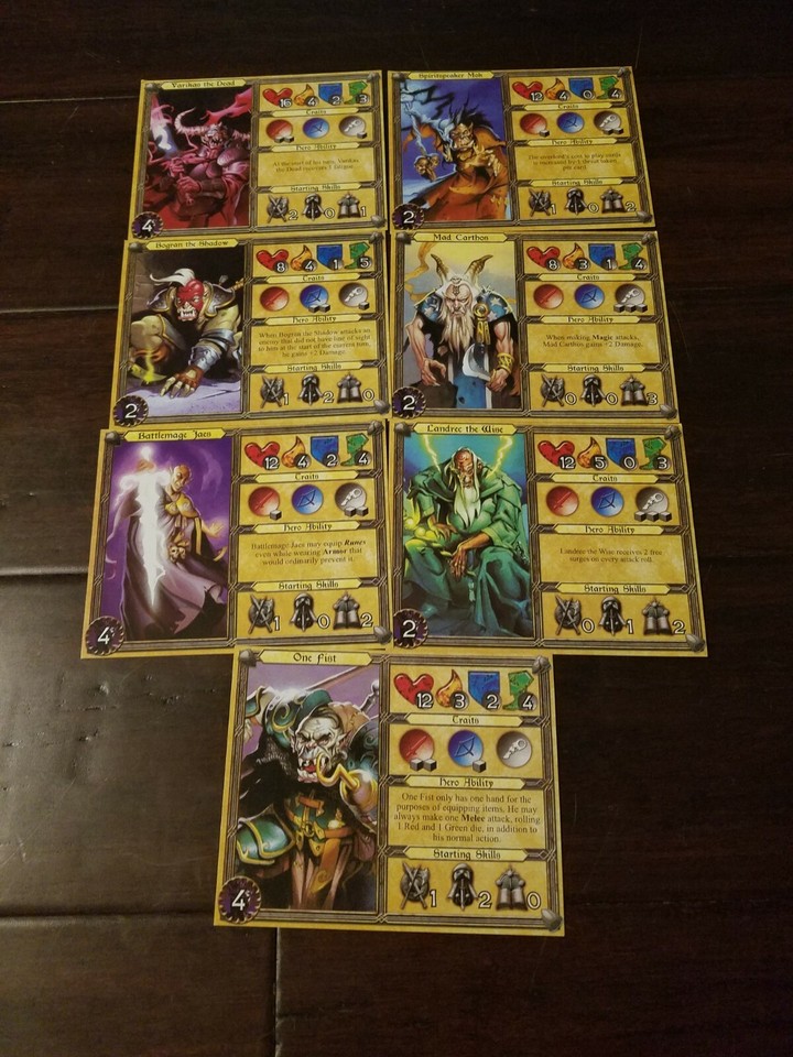 DESCENT Journeys into the Dark 1st Edition Replacement Hero Cards ...