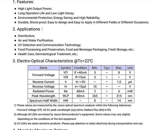 275nm Deep UVC LED Diode Lamp SMD beads UV Steriliza Board With 6V 12V ...
