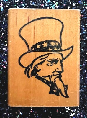 Vintage Rubber Stamp "Patriotic Uncle Sam" by Graphic Rubber Stamp 2 1/ ...