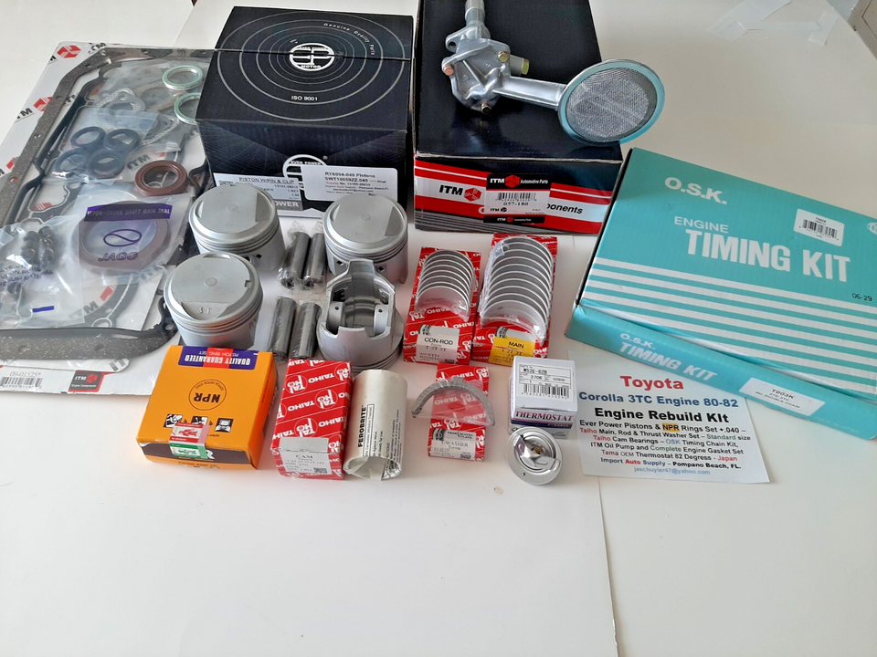 Toyota Corolla 3TC Engine Rebuild Kit, Pistons,Rings, Bearings,Timing ...
