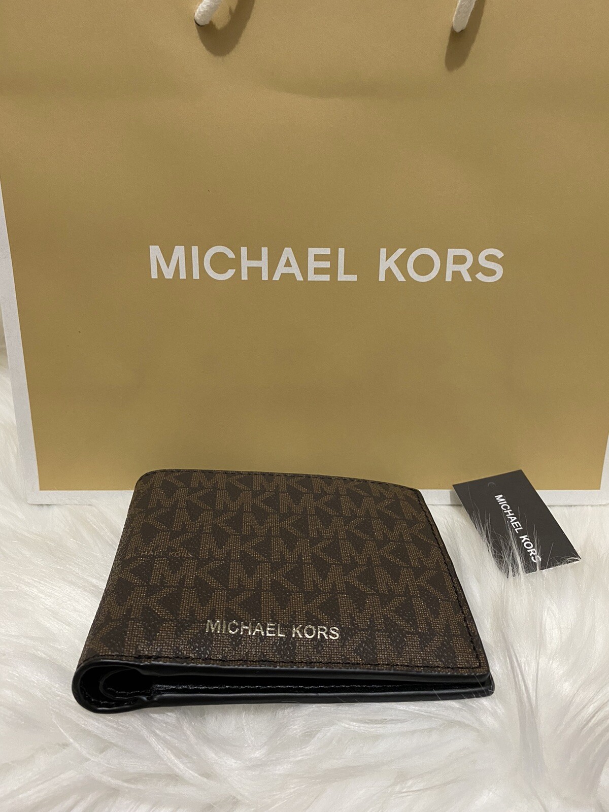 Michael+Kors+Cooper+Billfold+MK+Logo+Wallet+With+Passcase+Brown%2Fblack ...