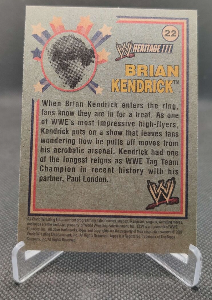 2007 Topps WWE Heritage #22 Brian Kendrick wrestling card | eBay