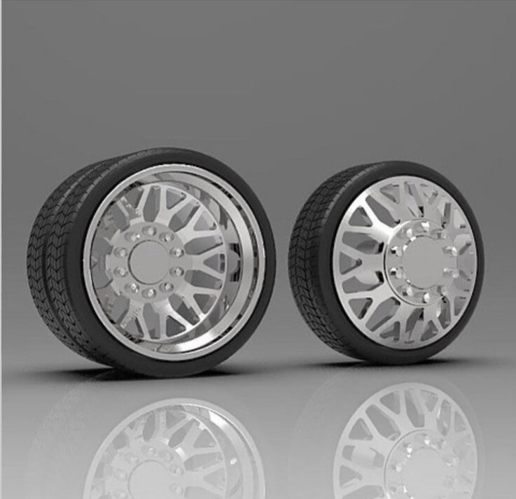 1:24 26” Semi Truck “Nitro”Dually Wheels In Low Profile Tires (2 Fronts ...