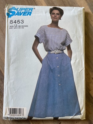 Vtg 80s Ringwald Simplicity 8453 Top Circle Skirt 16 18 20 UNCUT 1988 ...