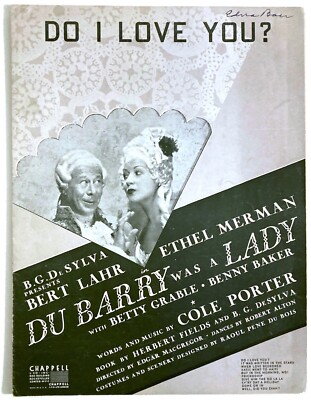 1939 "DU BARRY WAS A LADY" COLE PORTER THEATRE SHEET MUSIC "DO I LOVE ...