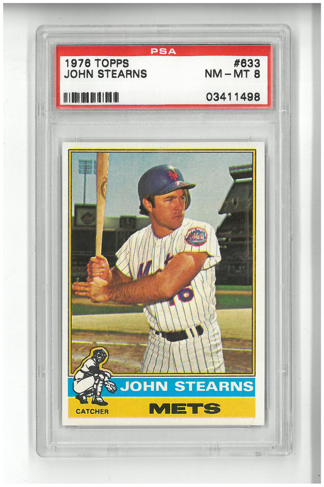 1976 Topps John Stearns PSA 8 NM-MT baseball card #633 New York Mets ...