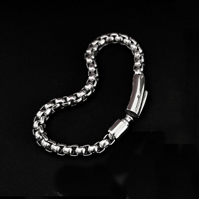 6mm Woman Man Stainless Steel Square Rolo Box Chain Bracelet Bangle ...