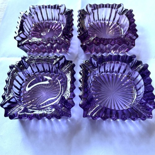 4 Heisey Imperial HeatherBloom ashtrays, 1936-1940,Ridgeleigh, amethyst ...