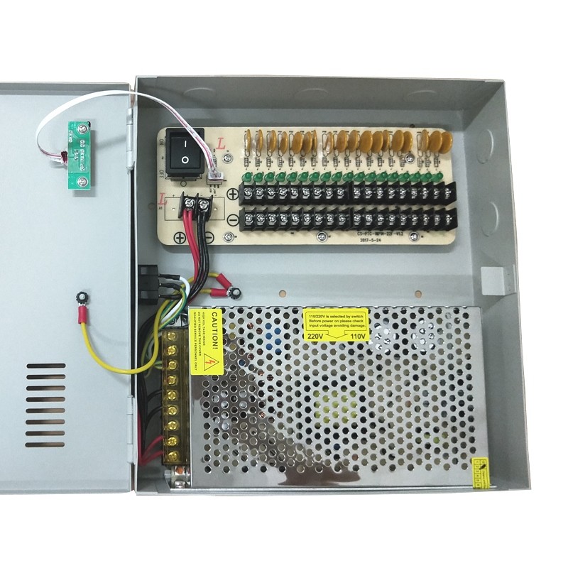 18 Way 20A 12V DC CCTV Power Supply Unit PSU with PTC Fuses Lockable ...