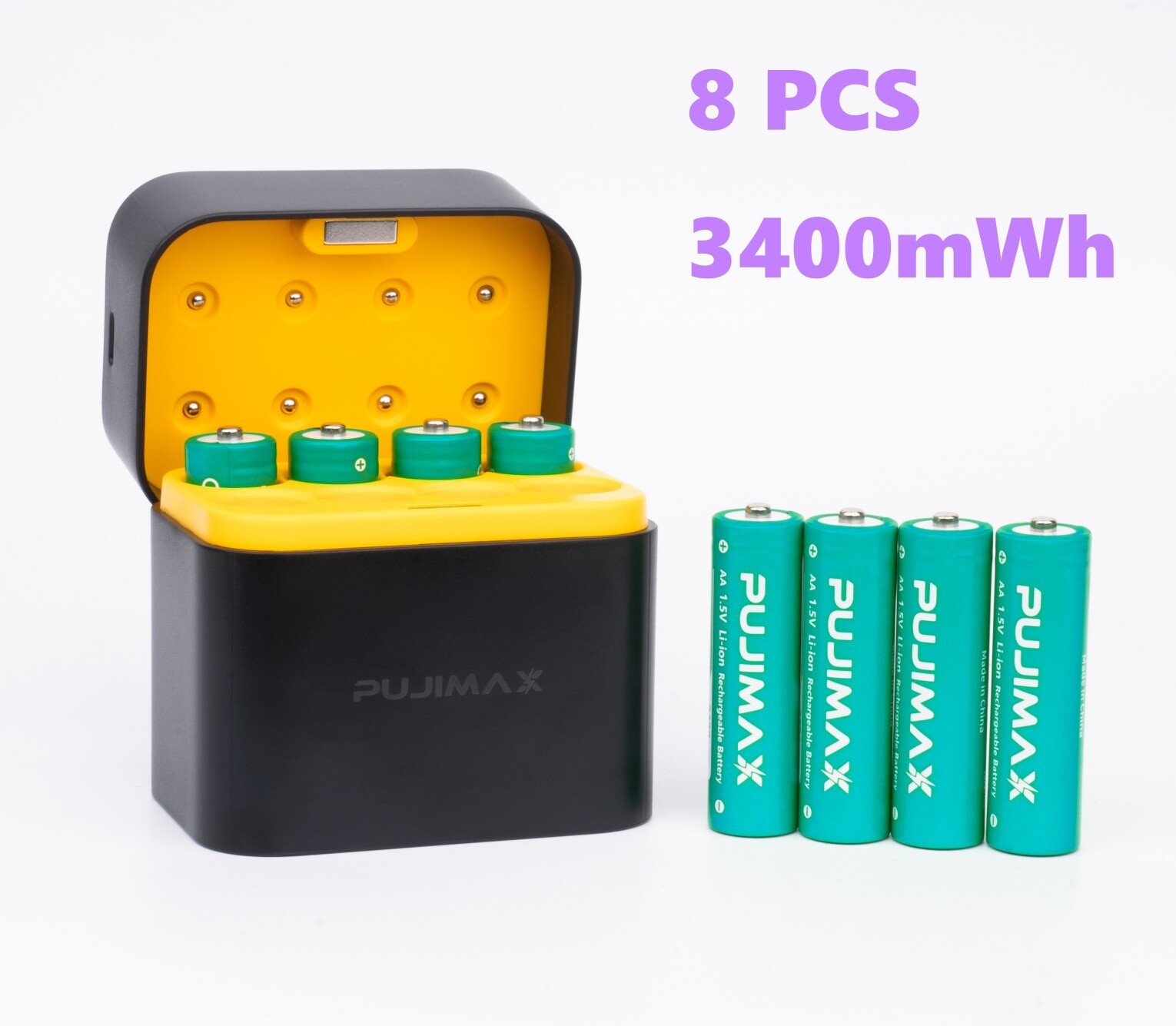 PUJIMAX 1.5V 3400mWh Rechargeable AA Lithium-ion 8 PCS Batteries ...