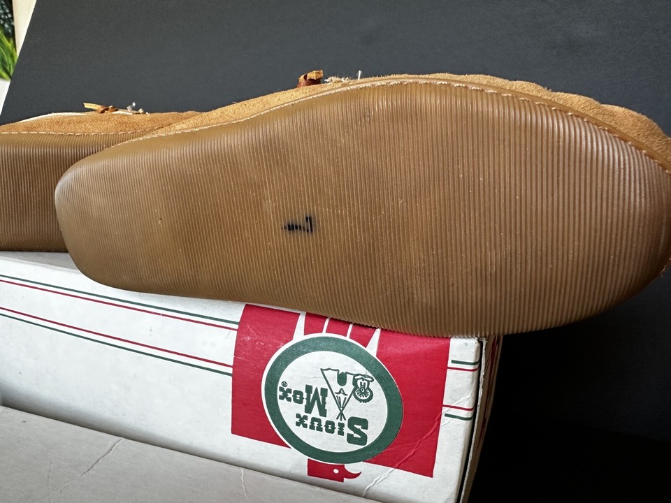 Vintage Ladies Sioux Mox Moccasins Real Leather Fleece Lined 7 Slippers ...