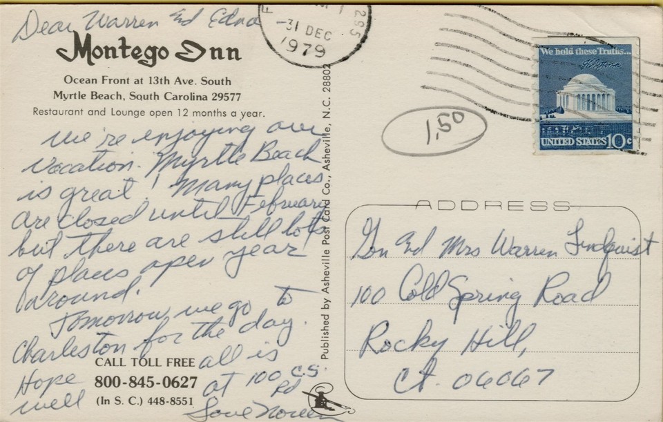 1979 Exterior Street View Montego Inn Myrtle Beach SC Postcard C10 | eBay