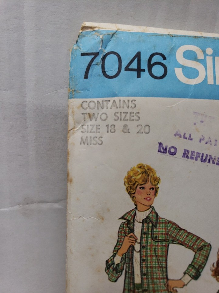 Simplicity Sewing Pattern 7046 Size 18 & 20 Shirt, Jacket, Pants ...