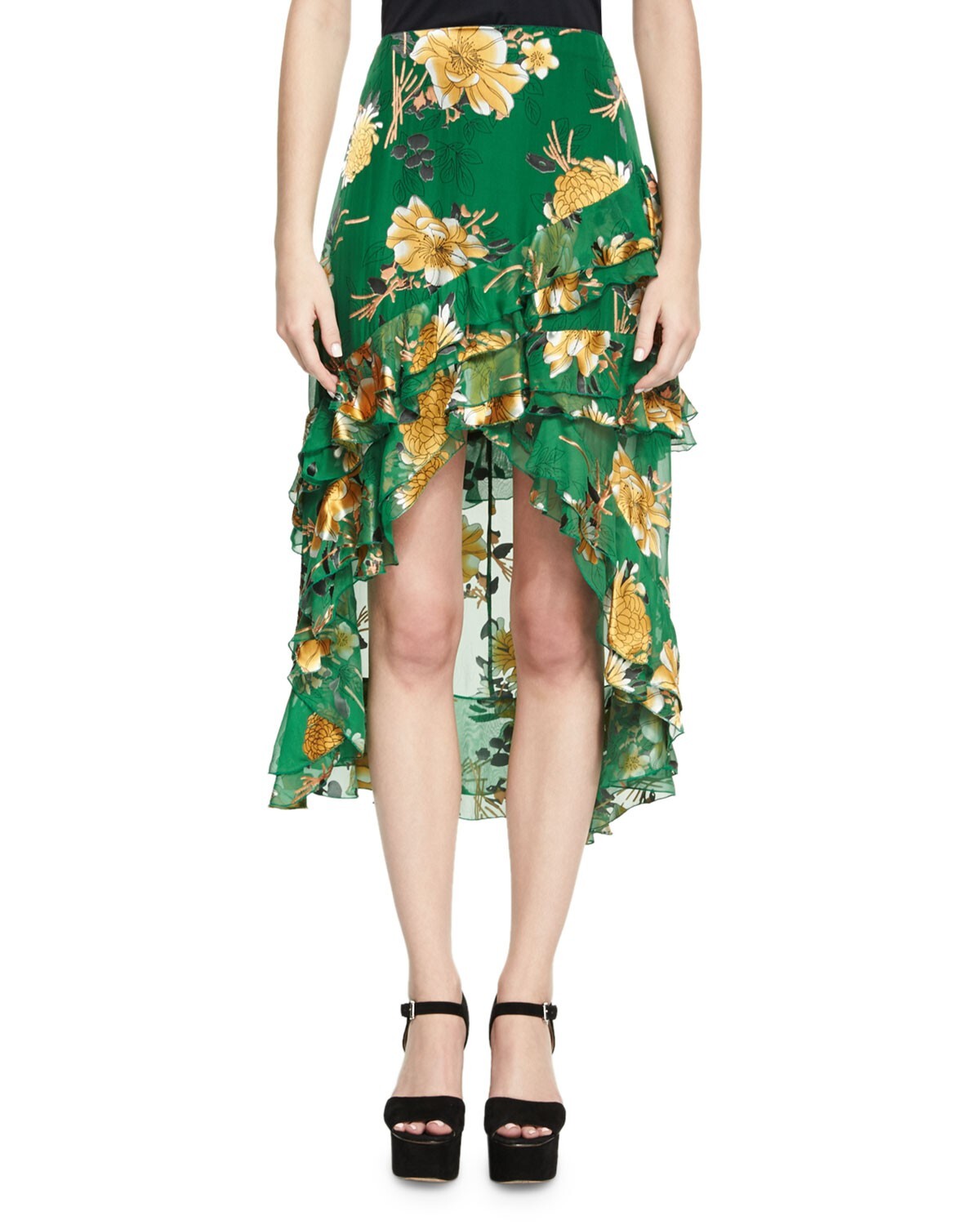 Alice + Olivia Sasha Asymmetric Tiered Ruffle Skirt, … - Gem