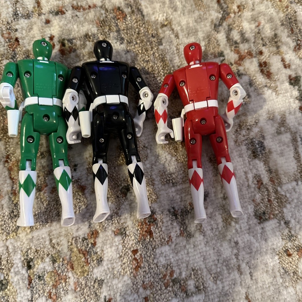 LOT of 3 BANDAI MIGHTY MORPHIN POWER RANGERS AUTO FLIP HEAD BLACK RED ...