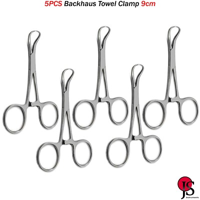 5PCS Veterinary Surgical Instruments Backhaus Towel Locking Clamp 9cm ...