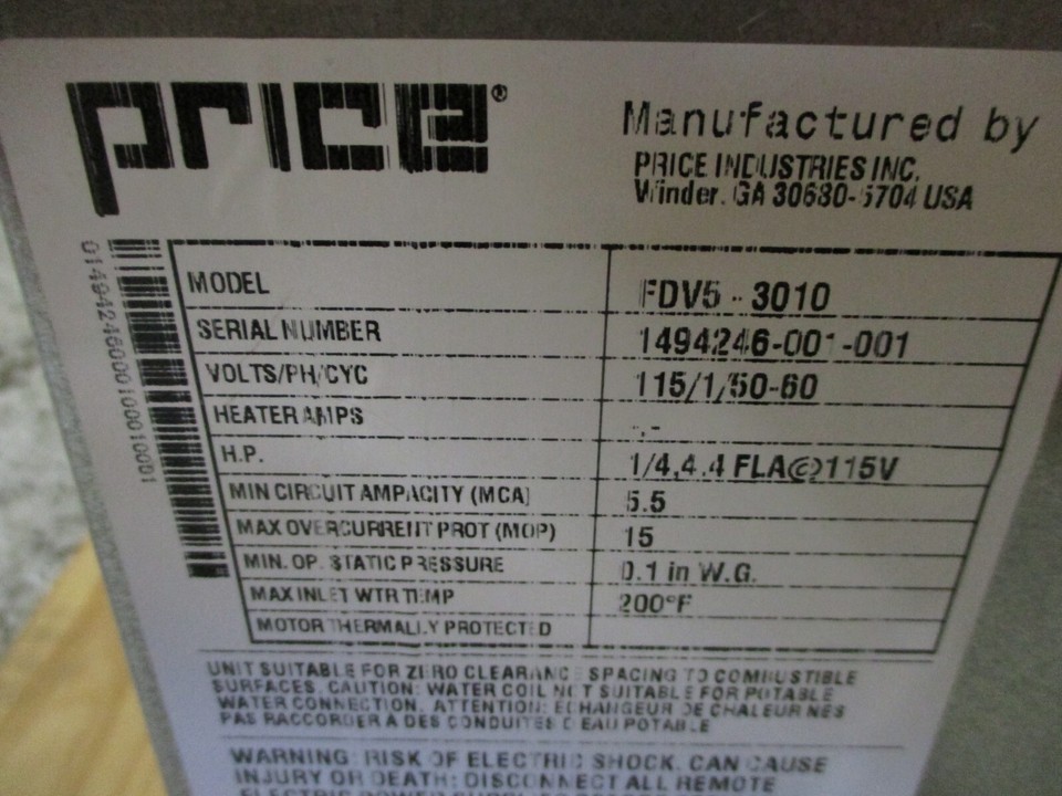 Price Industries Fan Powered VAV FDV5 3010 NEW | eBay