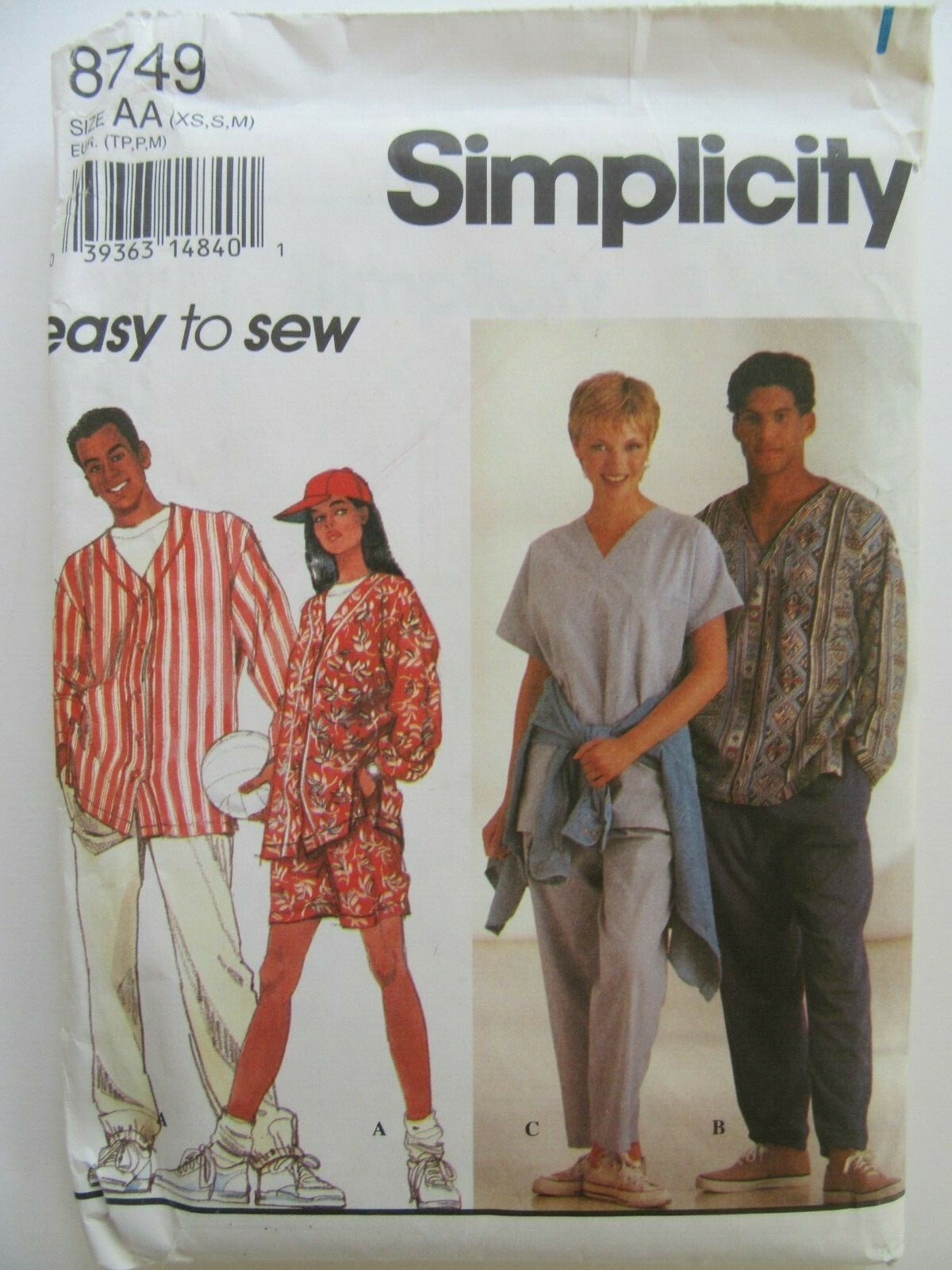 NOS Simplicity 8749 Juniors Baggie Shirt Teen Pull-On Pants Cap XS-S ...