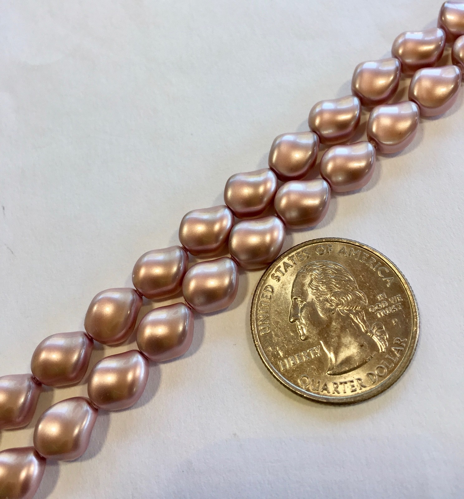 25 pc SWAROVSKI CRYSTAL PEARLS Powder Rose Wave Beads 9 x8mm 5826 Pink ...