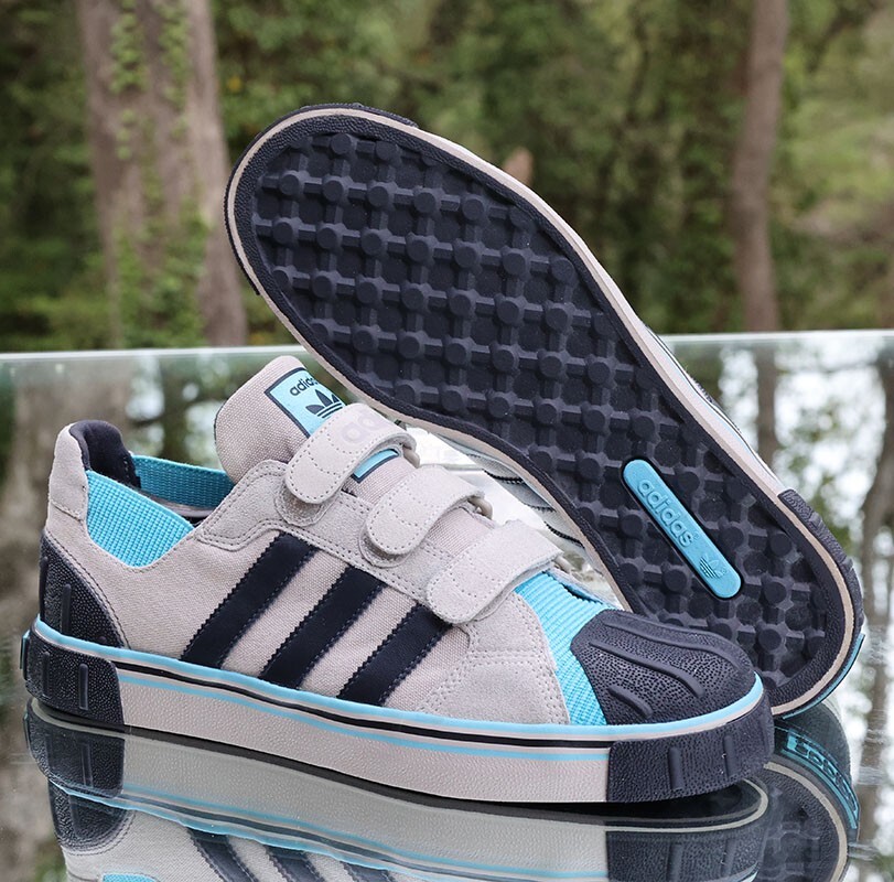 Vintage Adidas Shell Toe 2006 Men’s Size 9.5 Grey Blue 3 Straps Custom ...