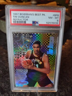 TIM DUNCAN 1997 Bowman's Best Picks BP8 Refractor RC Rookie PSA 8 HOF ...