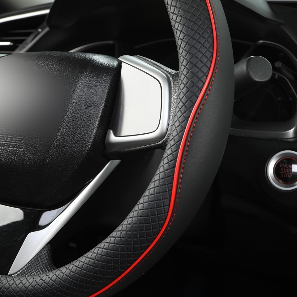 Red TRD Sport Leather Steering Wheel Cover for 2010-2024 Toyota 4Runner ...