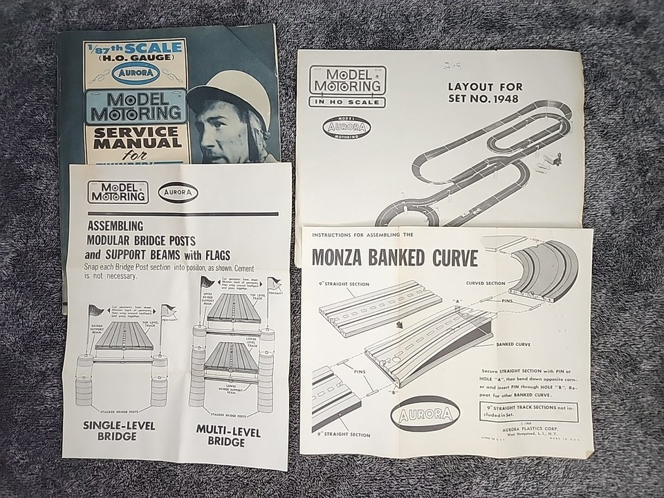 Vintage Slot Car Aurora Model Motoring Track Pieces Lot With Cars ...