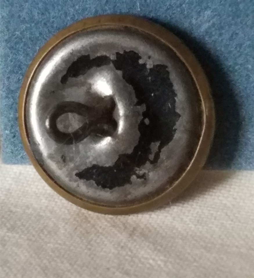 Bb THOMPSON MFG. Co. Antique Brass OVERALL BUTTON Wobble shank Medium ...